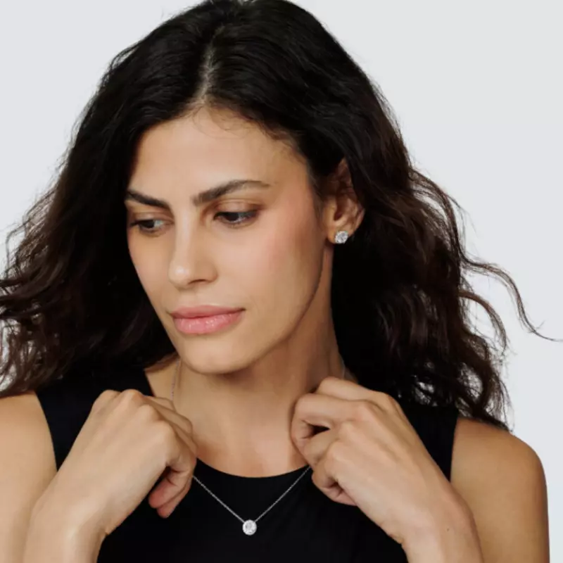 Eva Classic Halo Earrings - Platinum