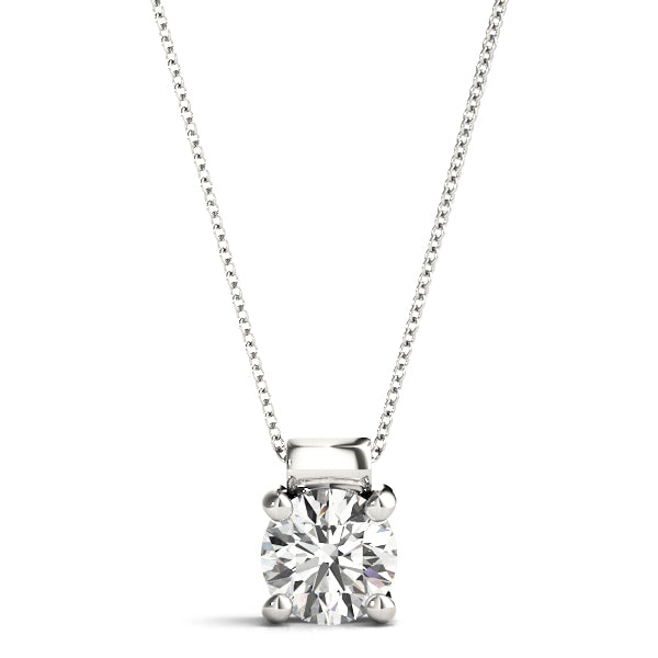 Rolled Bail Diamond Solitaire Pendant (1 ct. tw.) - 14K White Gold