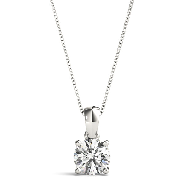 Round Lab Diamond Solitaire Necklace With Creased Bail (1 ct. tw ...