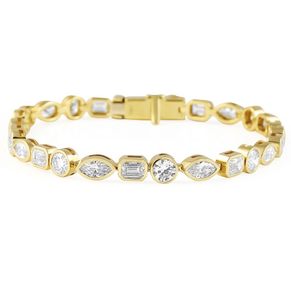 Mixed Shape Lab Diamond Bezel Bracelet (10 ct. tw.) - 14K Yellow Gold