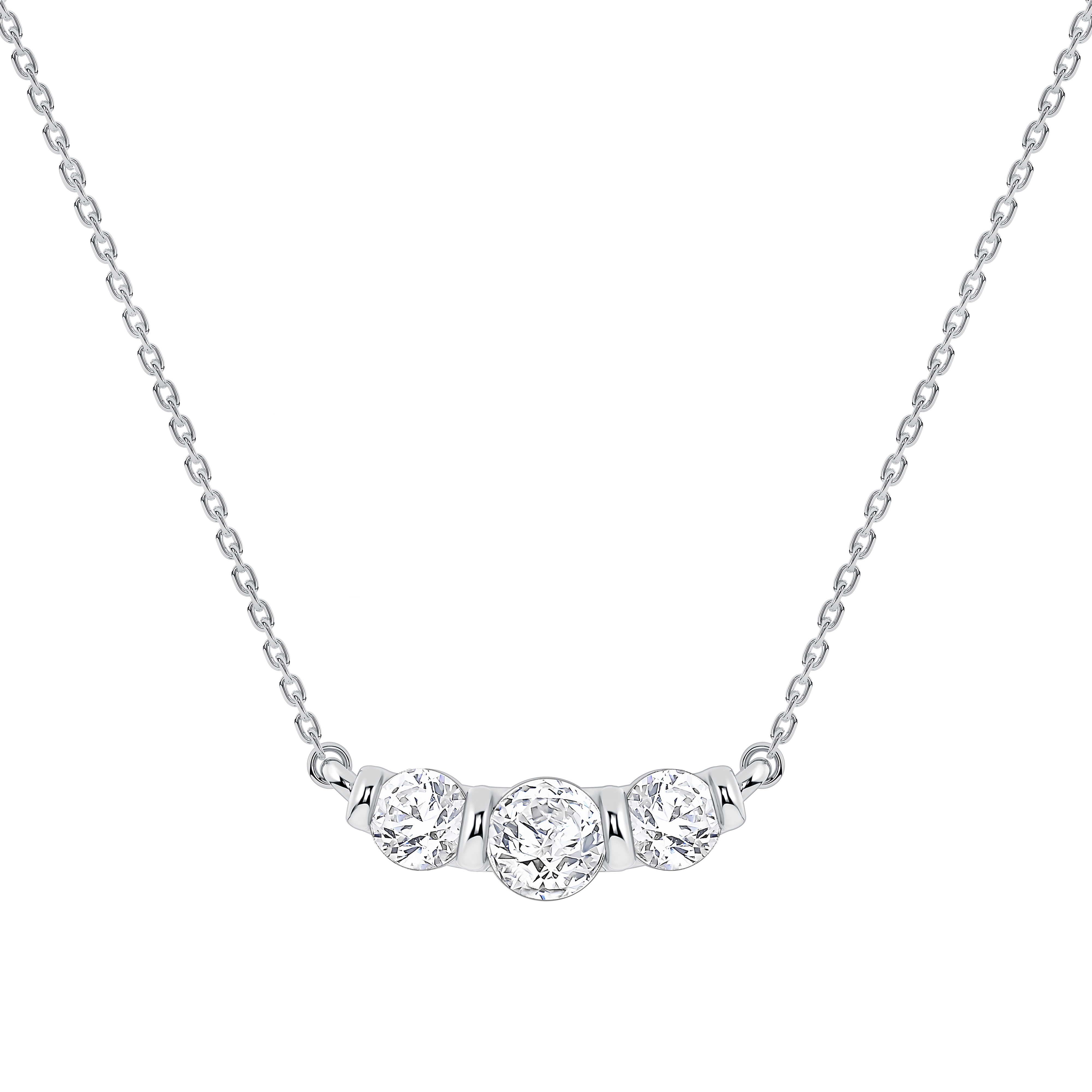 Three Stone Bar Set Lab Diamond Pendant (1/2 ct. tw.) - 14K White Gold