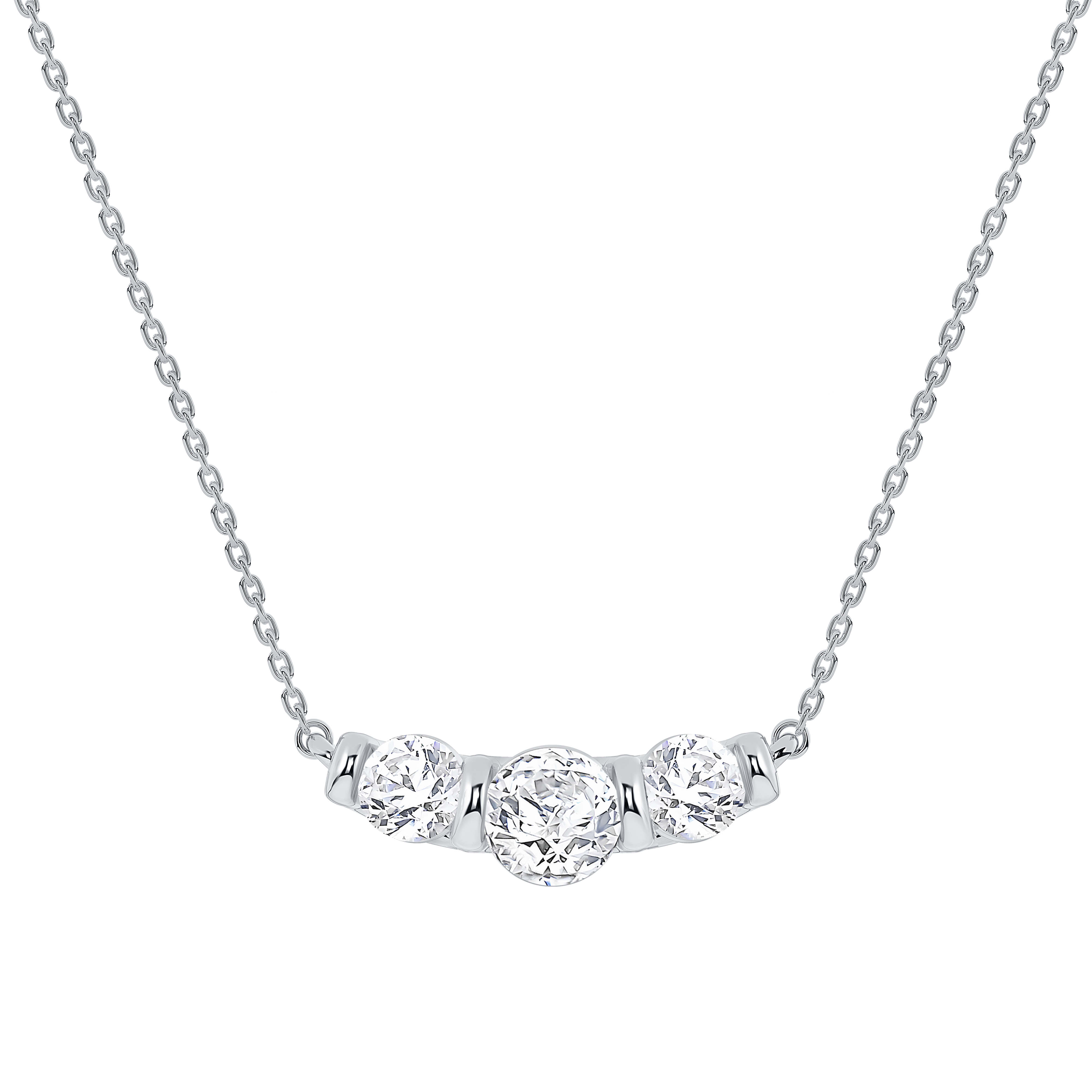 Three Stone Bar Set Lab Diamond Pendant (1 ct. tw.) - 14K White Gold