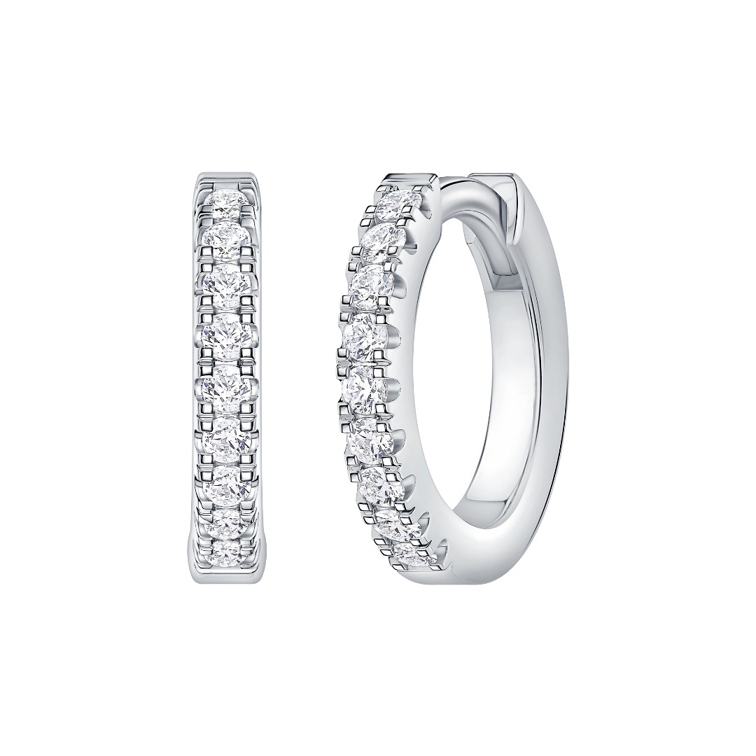 Huggie Lab Diamond Hoops - 14K White Gold