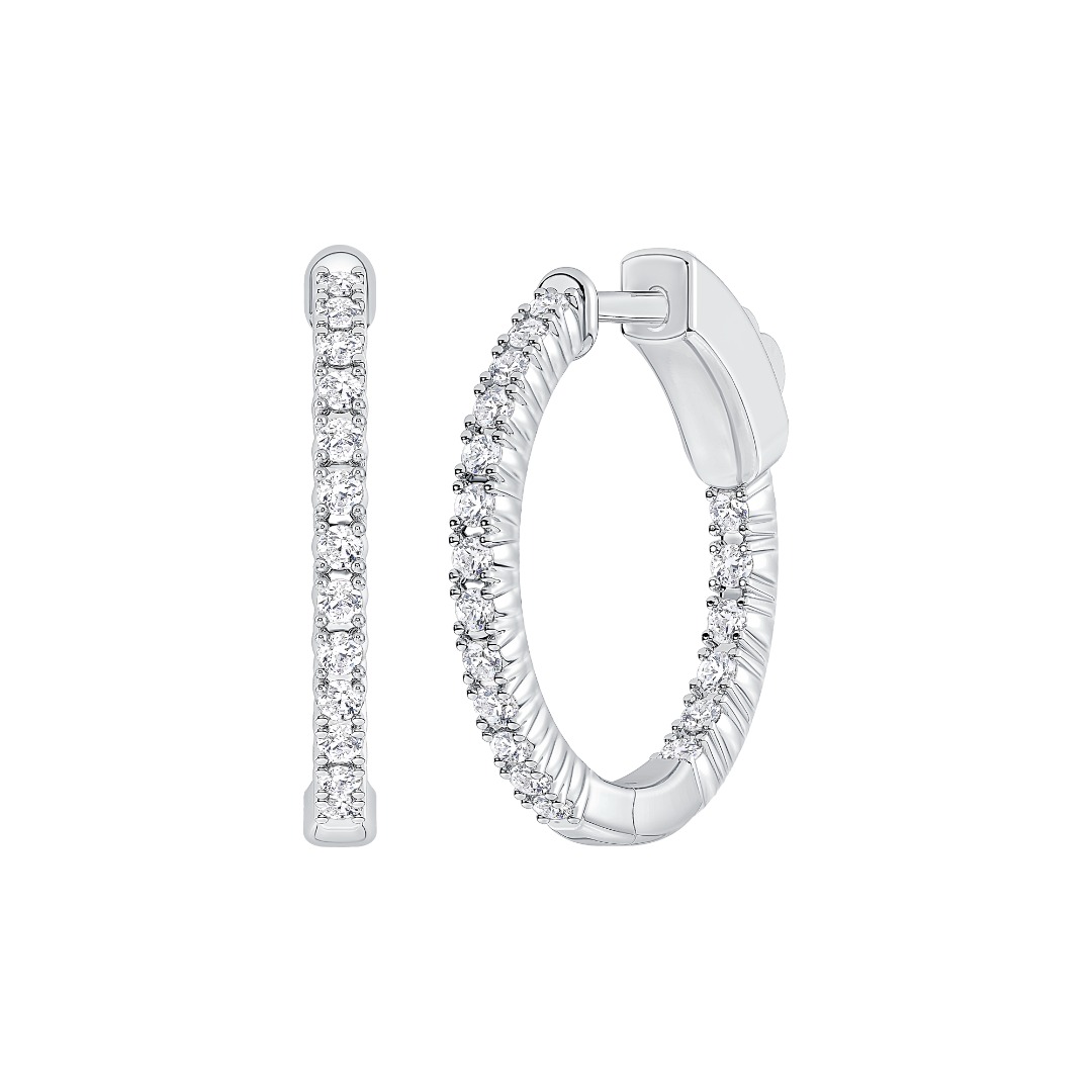 Petite Inside-Out Lab Diamond Hoops - 14K White Gold