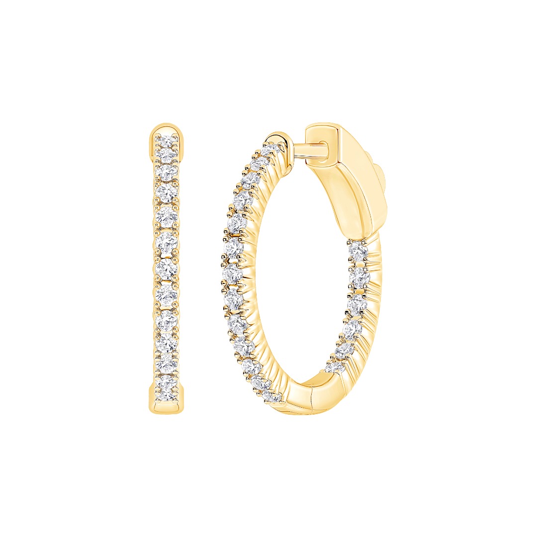 Petite Inside-Out Lab Diamond Hoops - 14K Yellow Gold