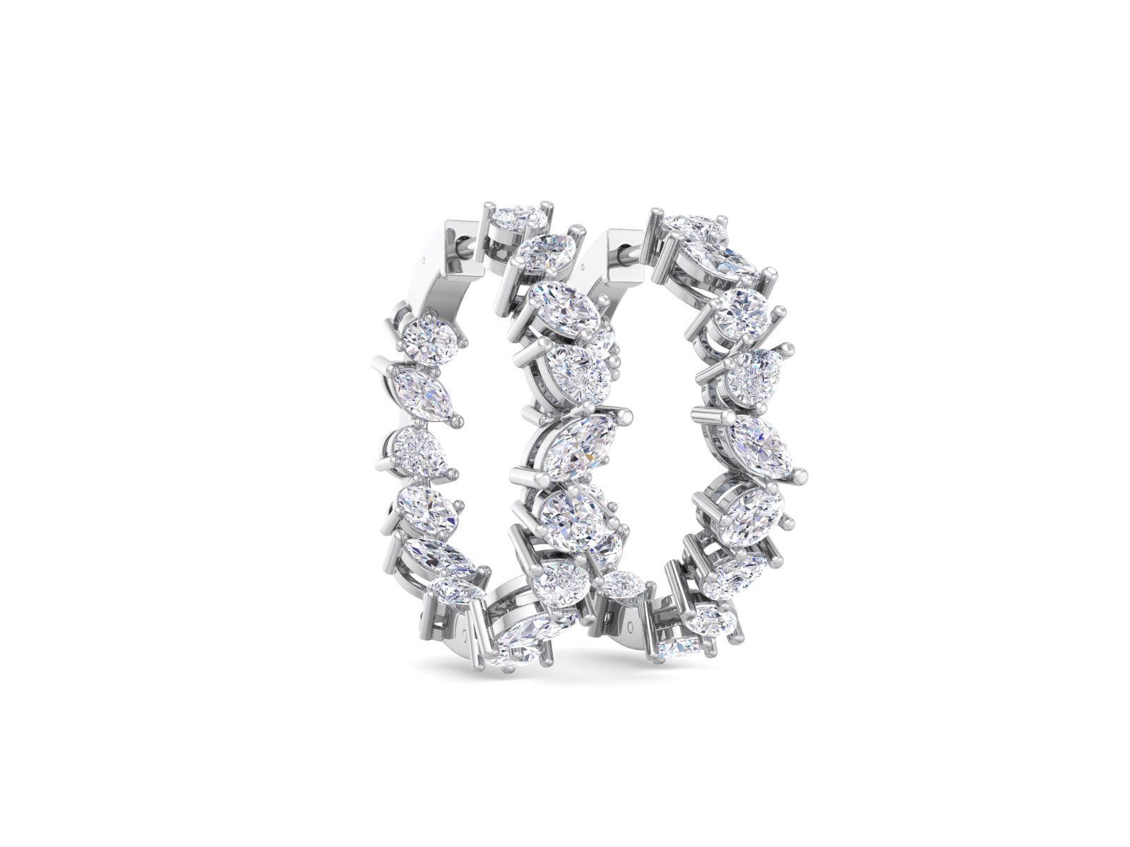 Mixed-Shape Inside-Out Lab Diamond Hoops - 14K White Gold