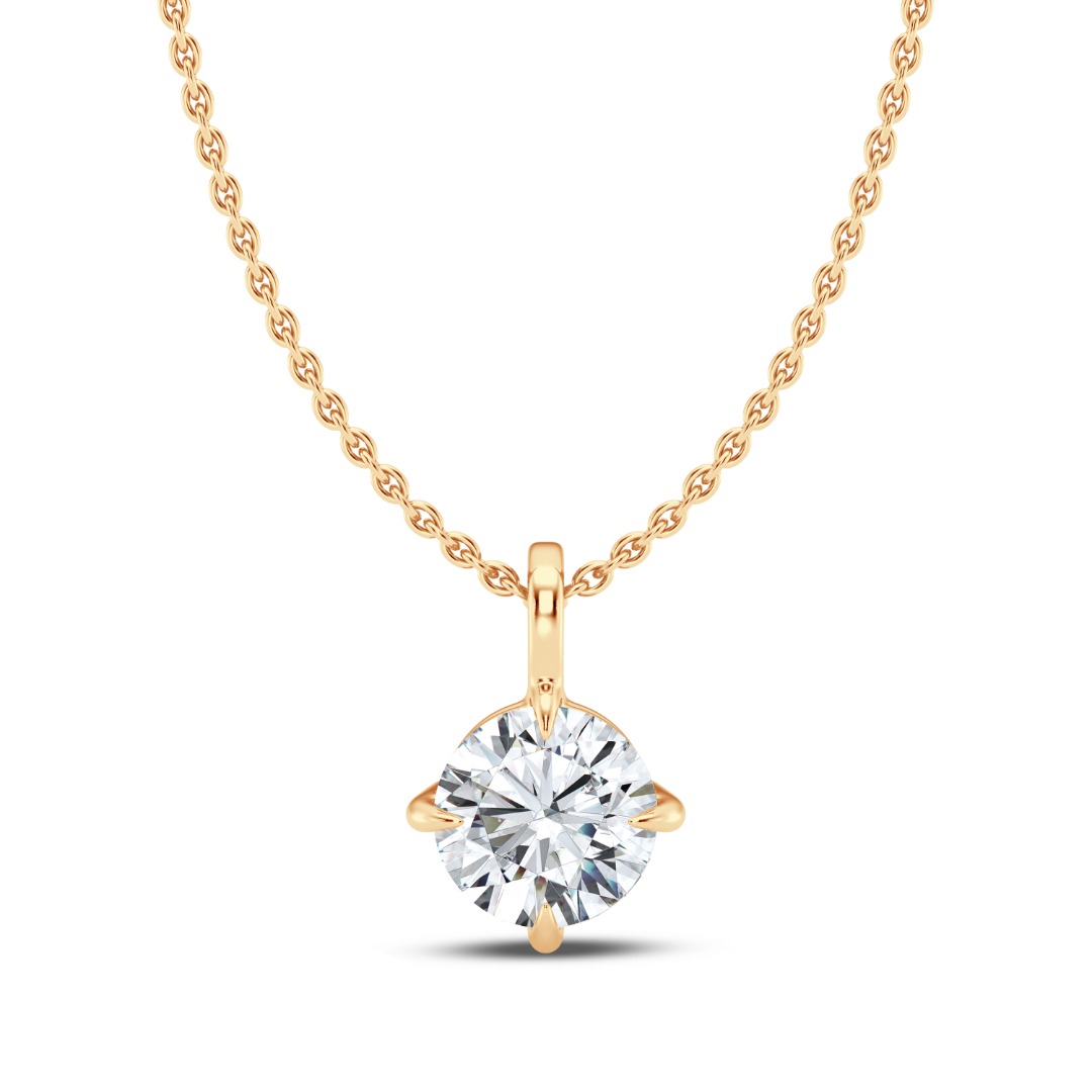 Classic Compass Set Round Lab Diamond Solitaire Necklace (1/2 ct. tw ...