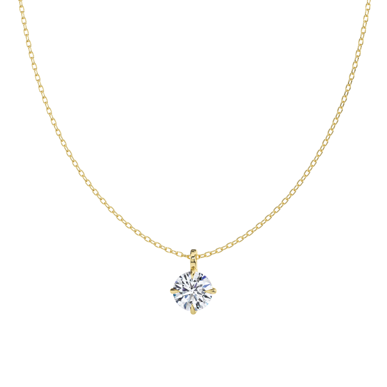 Classic Compass Set Round Lab Diamond Solitaire Necklace (2 ct. tw ...