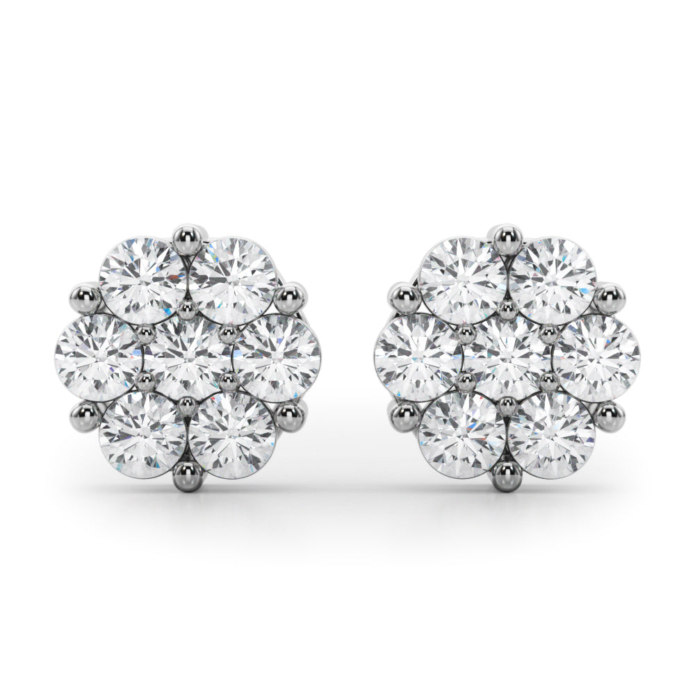 Flower Cluster Lab Diamond Studs (1 ct. tw.) - 14K White Gold