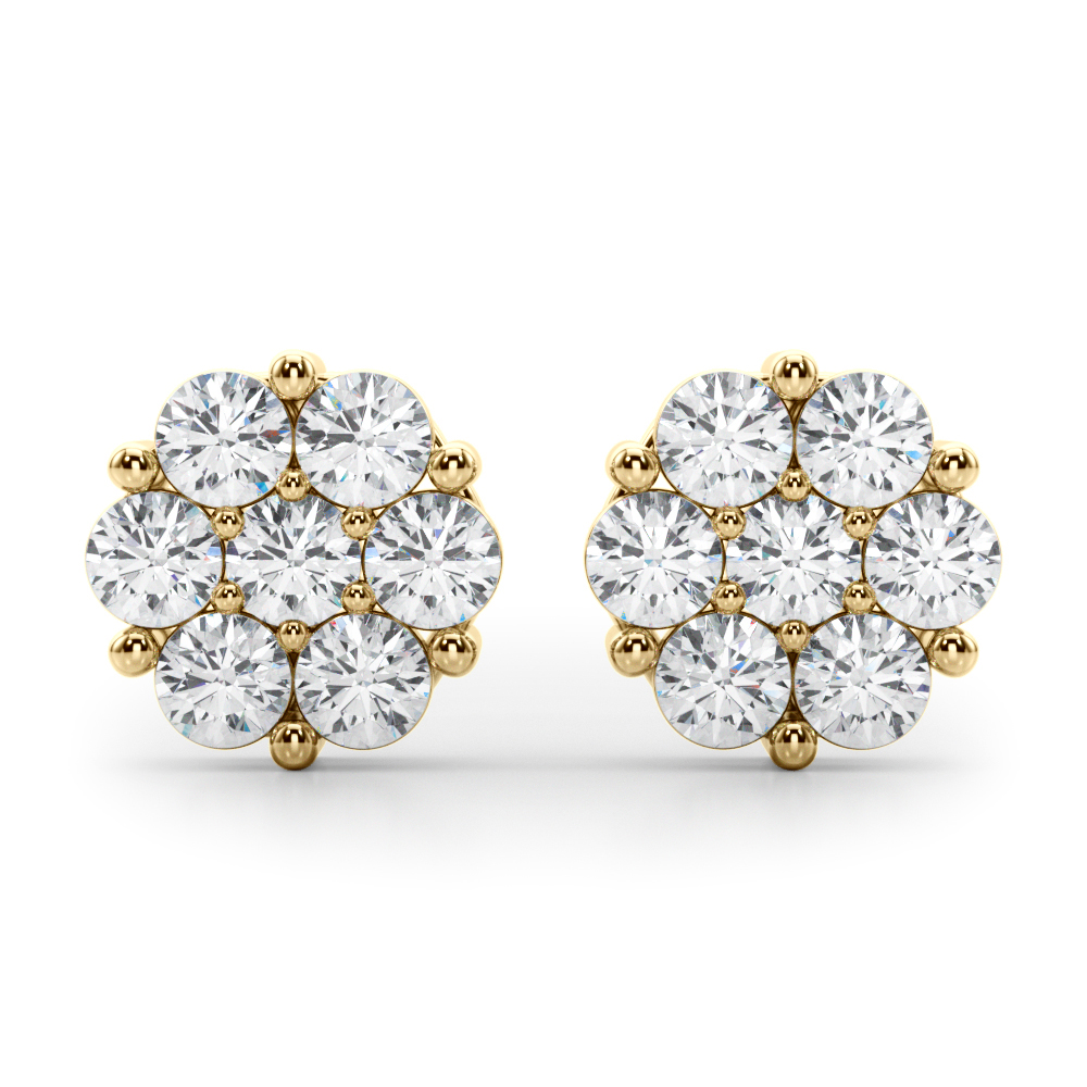 Flower Cluster Lab Diamond Studs (1 ct. tw.) - 14K Yellow Gold